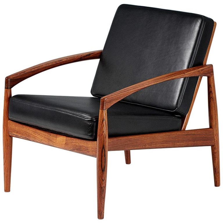 Kai Kristiansen Rosewood and Leather Paper Knife Lounge Chair at 1stDibs