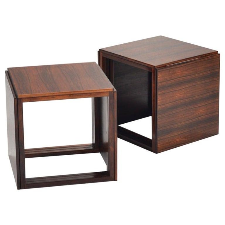 Kai Kristiansen Rosewood "Cube" of Three Interlocking Tables For Sale ...