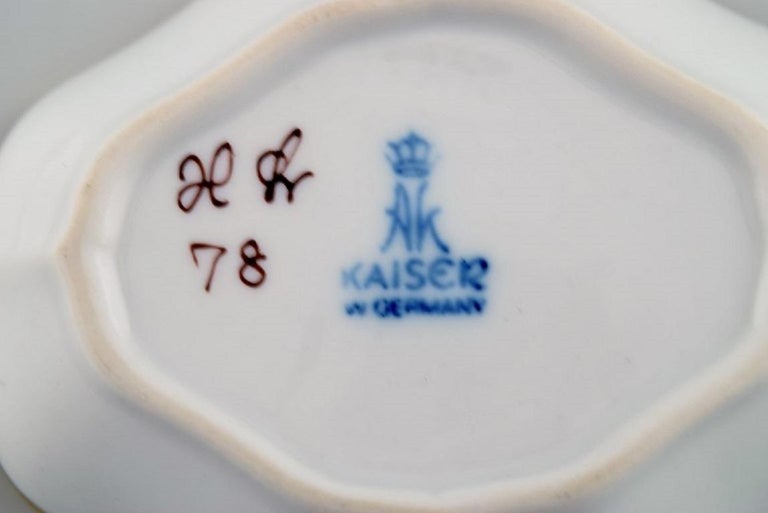 Kaiser, Germany, 11 Porcelain Dishes with Hand-Painted Pink and Gold ...