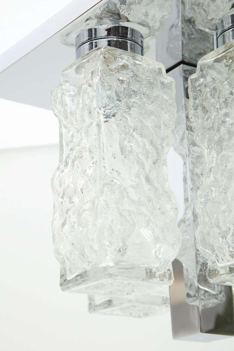 Kaiser Ice Glass and Chrome Flush Mount, 1 of 2 For Sale at 1stDibs