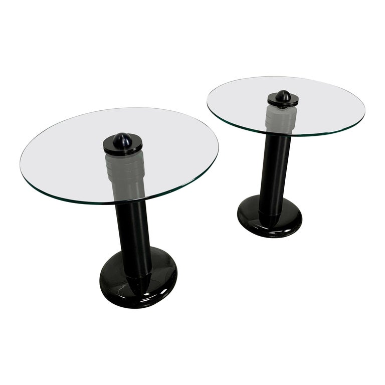 Mid century Post-modern Art Deco Form Black Aluminum and Glass End or ...