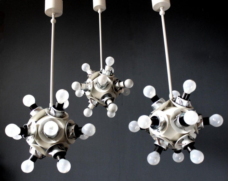Kaiser Sputnik 12 Lights Organic Chandelier in Opal Glass, 1970s For ...