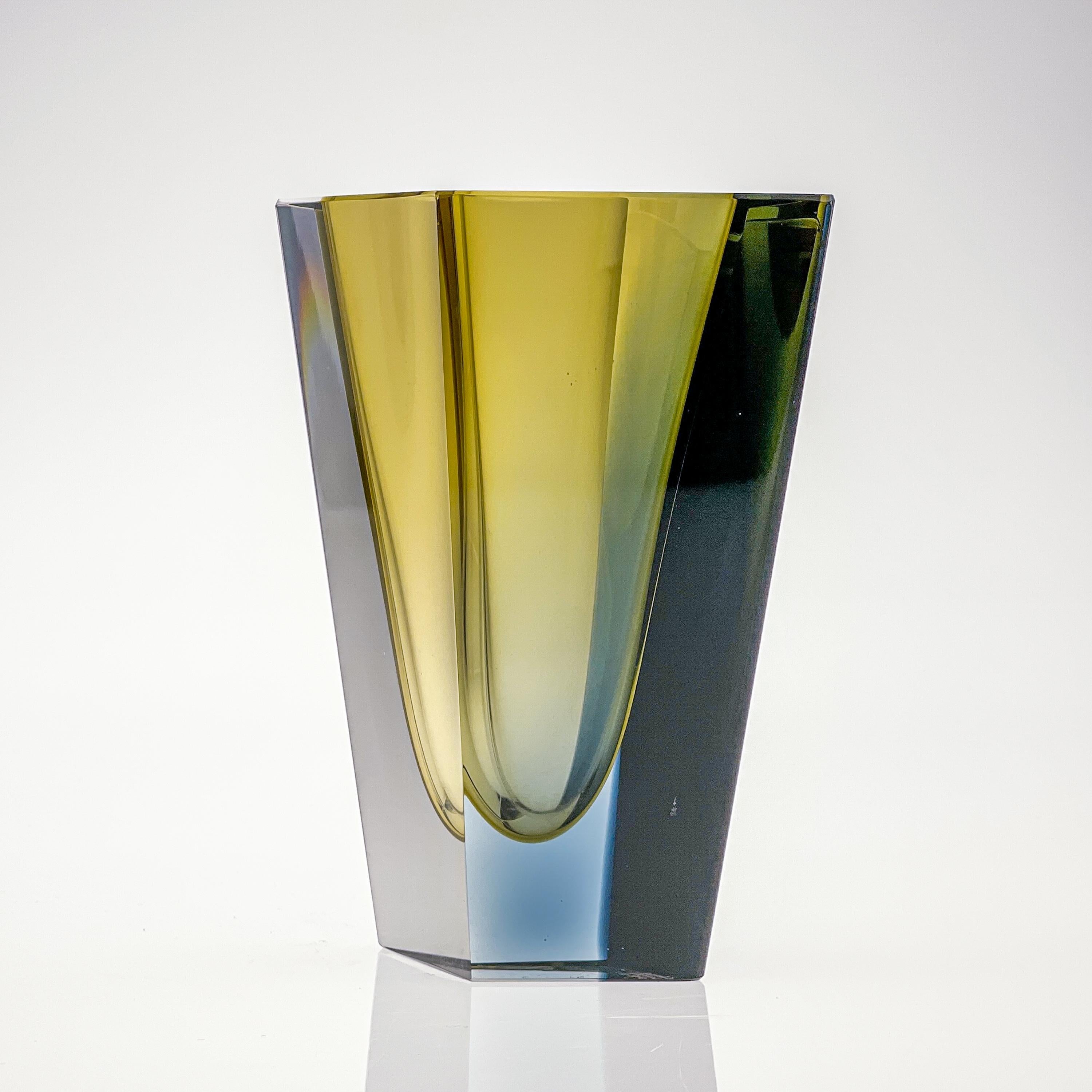 Scandinavian Modern Kaj Franck Glass Art-Object Vase Prisma 1963 Yellow ...
