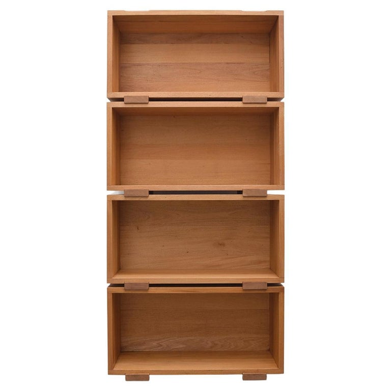 Minimalist Modular Bookcase in Solid Caribbean Walnut For Sale at 1stDibs