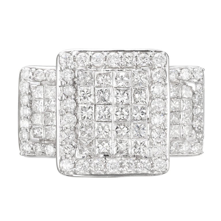 Kallati Design 2.52 Carat Princess Round Cut Diamond Gold Cocktail Ring ...