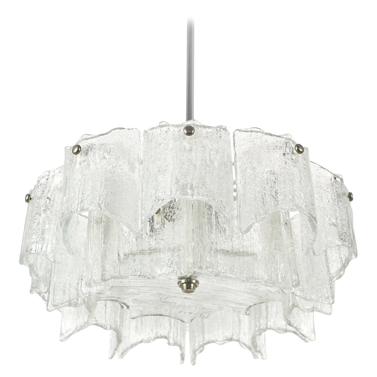 Kalmar Ice Glass Chandelier, 1970, 1 of 2 For Sale at 1stDibs