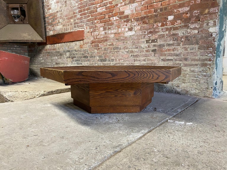 Kamal Amin Hexagonal Prairie School Style Oak Coffee Table For Sale at ...