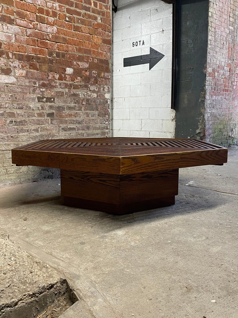 Kamal Amin Hexagonal Prairie School Style Oak Coffee Table For Sale at ...