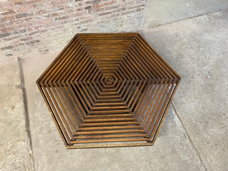 Kamal Amin Hexagonal Prairie School Style Oak Coffee Table For Sale at ...