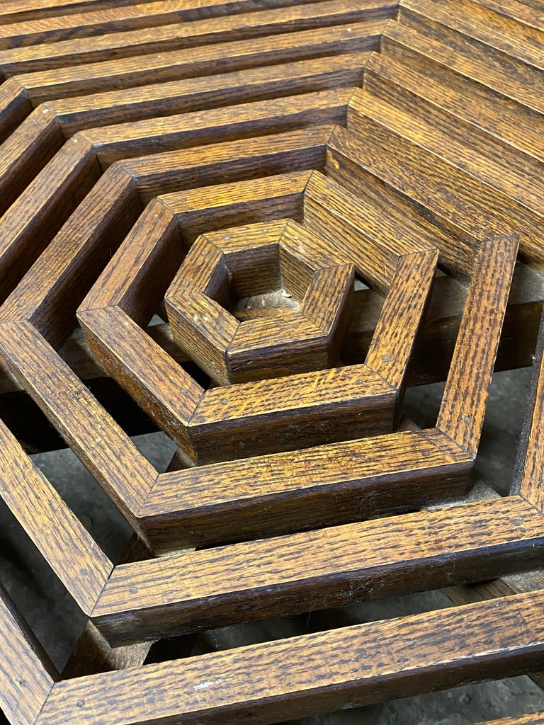 Kamal Amin Hexagonal Prairie School Style Oak Coffee Table For Sale at ...