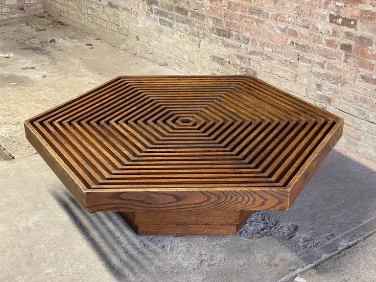 Kamal Amin Hexagonal Prairie School Style Oak Coffee Table For Sale at ...