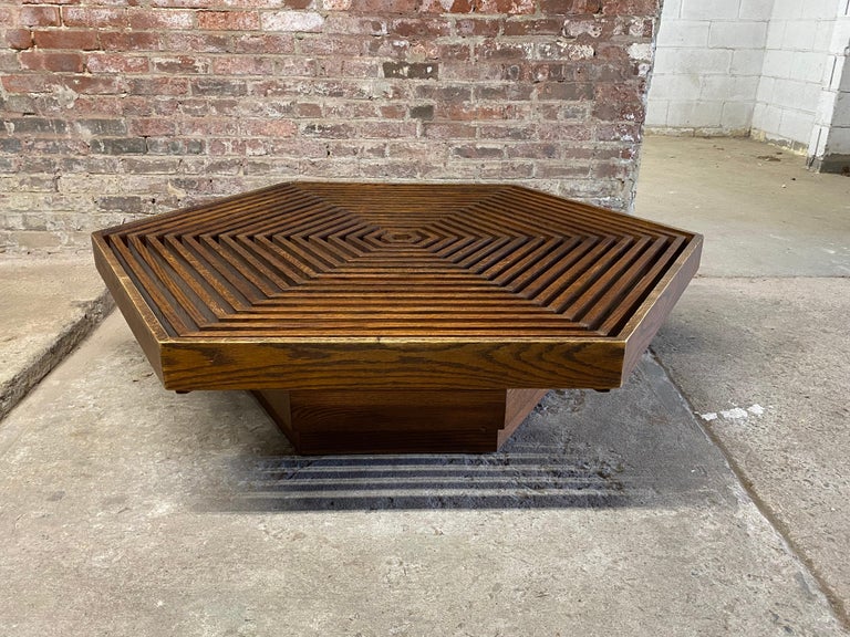 Kamal Amin Hexagonal Prairie School Style Oak Coffee Table For Sale at ...