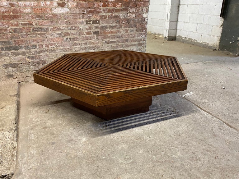 Kamal Amin Hexagonal Prairie School Style Oak Coffee Table For Sale at ...