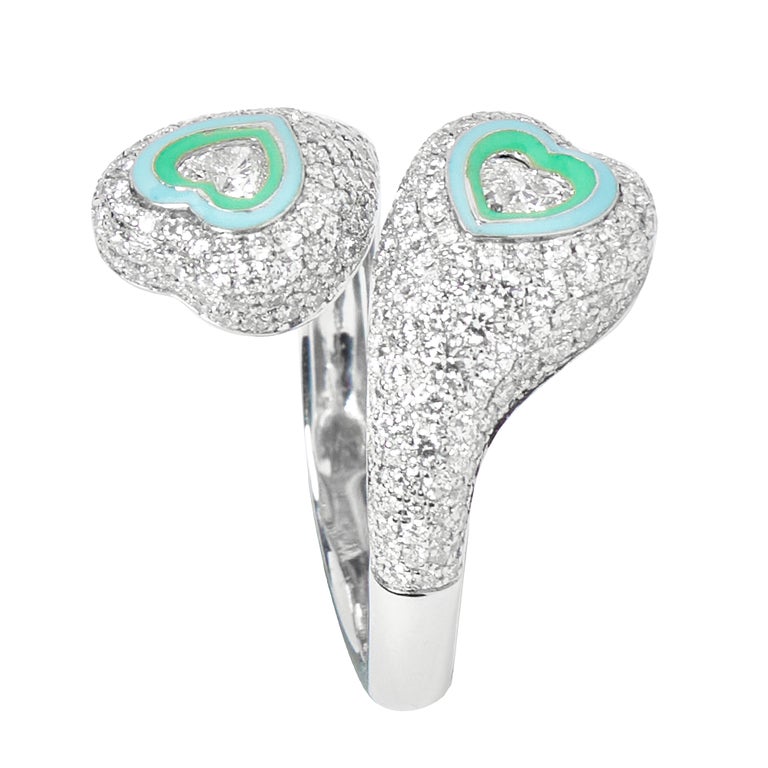 Customizable Kamyen, Gemini Heart Enamel Ring, Cocktail Ring For Sale ...