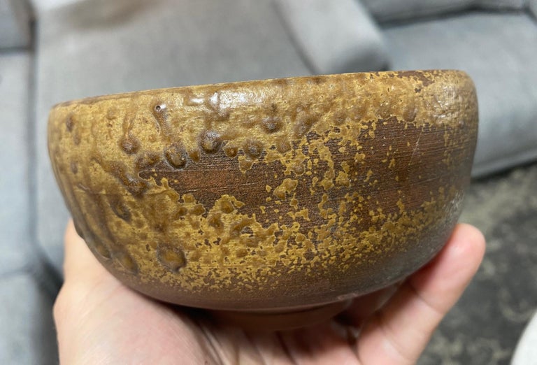 Kaneshige Toyo National Treasure Signed Japanese Bizen Pottery Chawan Tea Bowl For Sale at 1stDibs