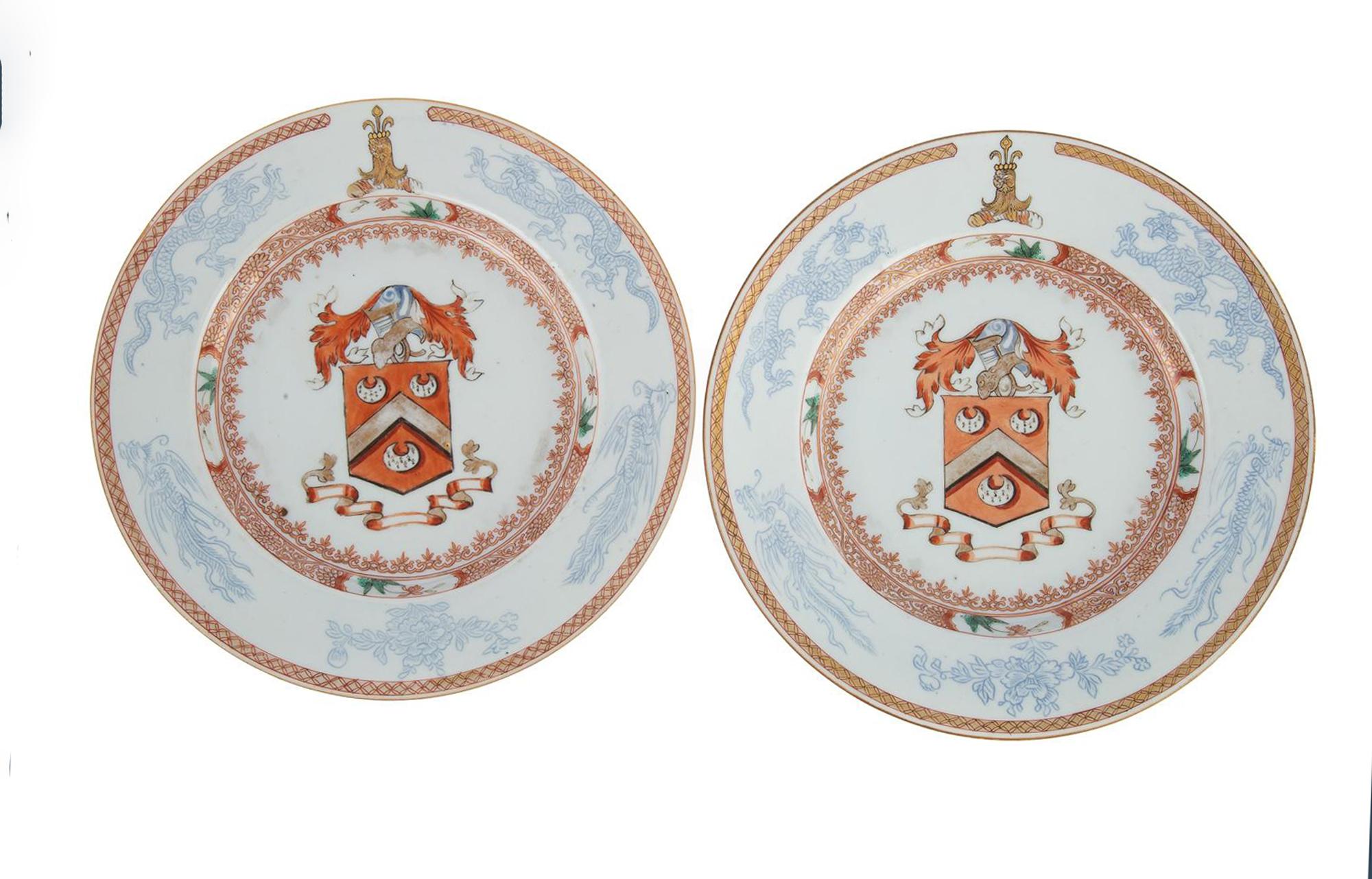 Kangxi Period Chinese Export Armorial Plates with Coat of Arms of ...