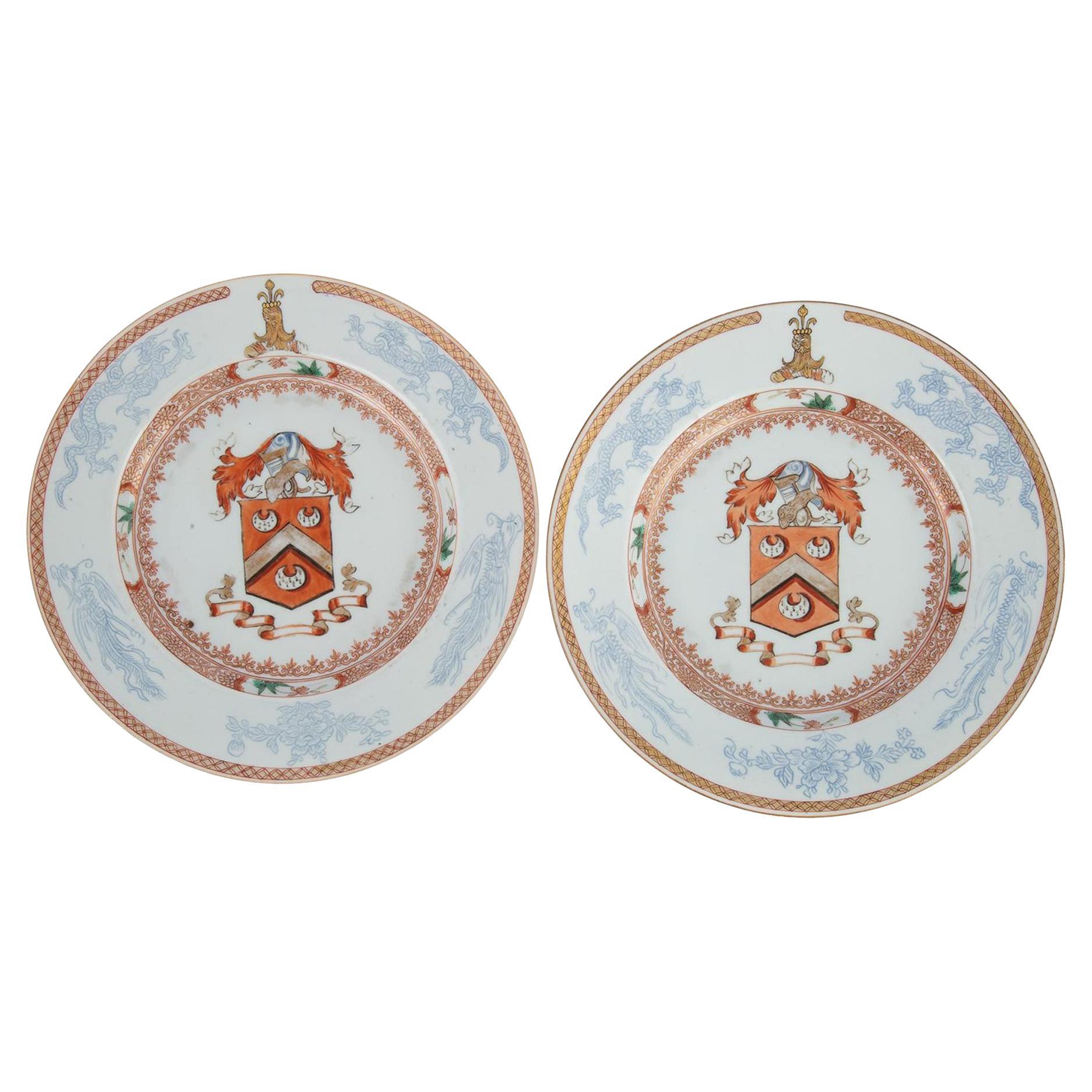 Rare Pair and Fine Antique Chinese Export Armorial Plates, circa 1810 ...