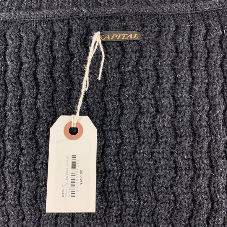 KAPITAL Size M Black Knitted Wool Shawl Collar Cardigan For Sale at 1stDibs