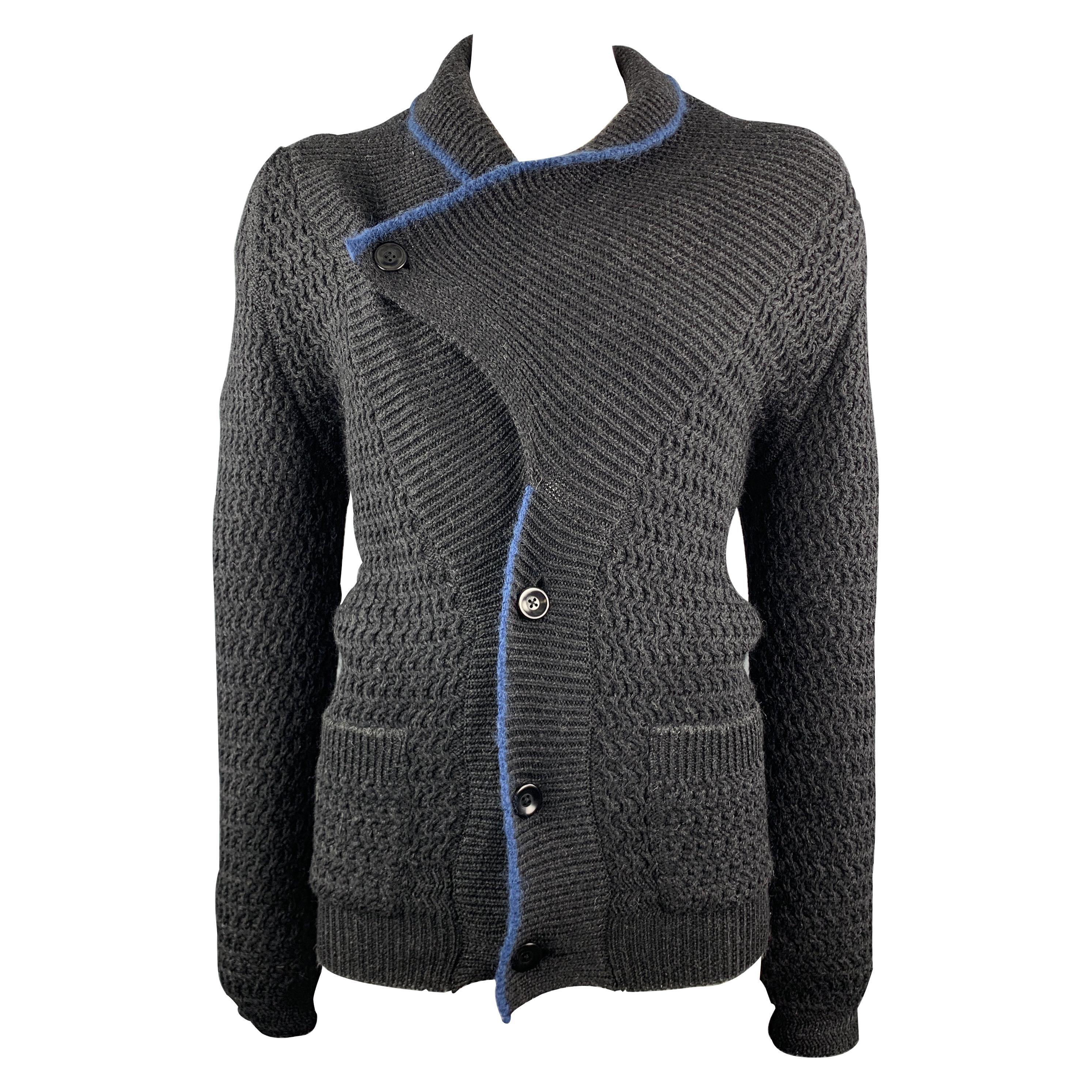 KAPITAL Size M Black Knitted Wool Shawl Collar Cardigan For Sale at 1stDibs