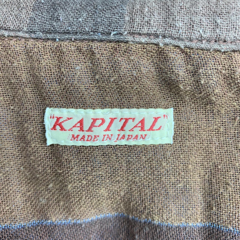 KAPITAL Size S Brick Geometric Plaid Cotton Button Up Short Sleeve Shirt at 1stDibs | kapital ...