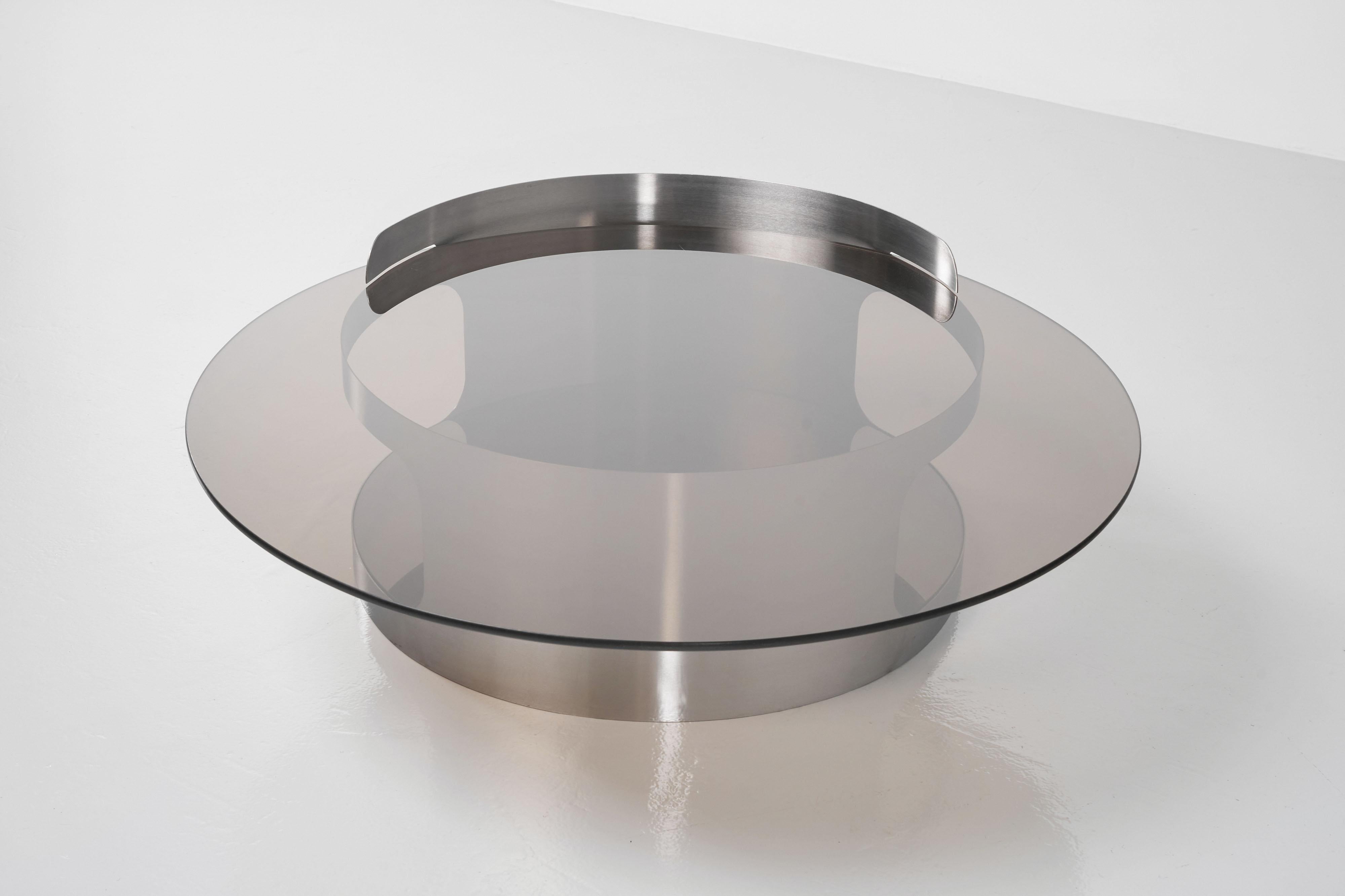 Kappa Coffee Table in Steel and Glass, France, 1970 For Sale at 1stDibs