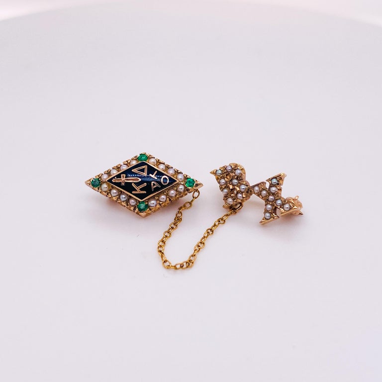 Kappa Delta Beta Chi Chapter Sorority Pin Emerald and Pearl Estate ...