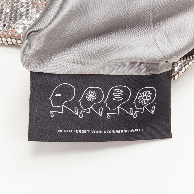 KARA silver liquid metal chainmail chunky chain double zip pouch bag ...