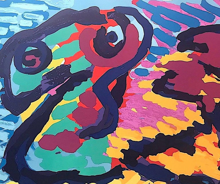 Karel Appel - LYING IN COLORS Signed Lithograph, Abstract Portrait ...