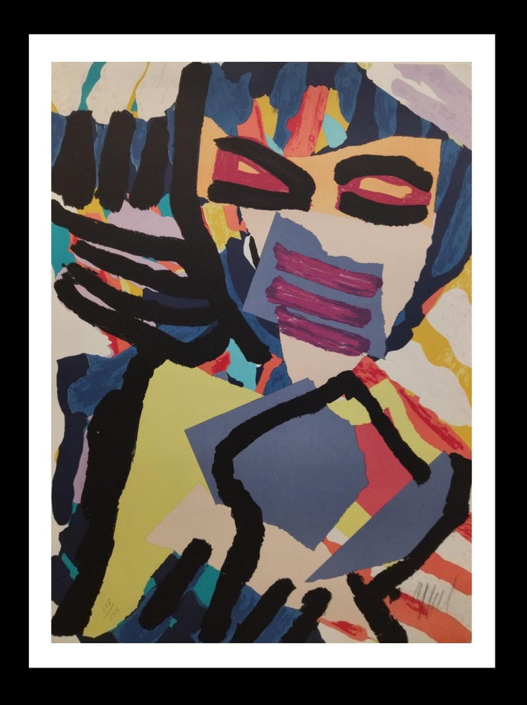 Karel Appel - Mask Face Personage. Lithograph. For Sale at 1stDibs