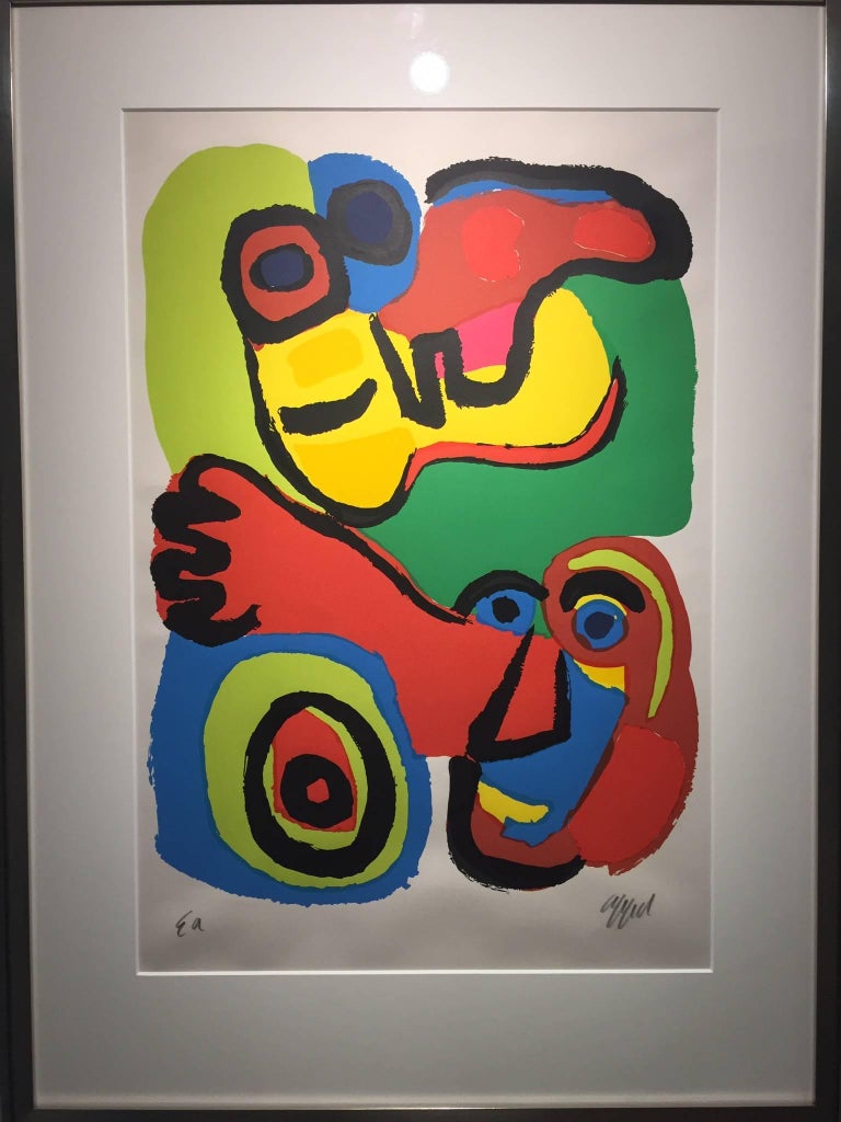 Karel Appel Signed Artist Edition Swirls of Color “Two Faces” at 1stDibs