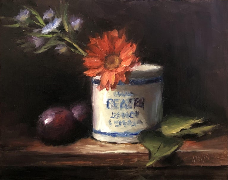 Karen Daigle - Daisy in a Beater Jar, Painting, Oil on Wood Panel For ...