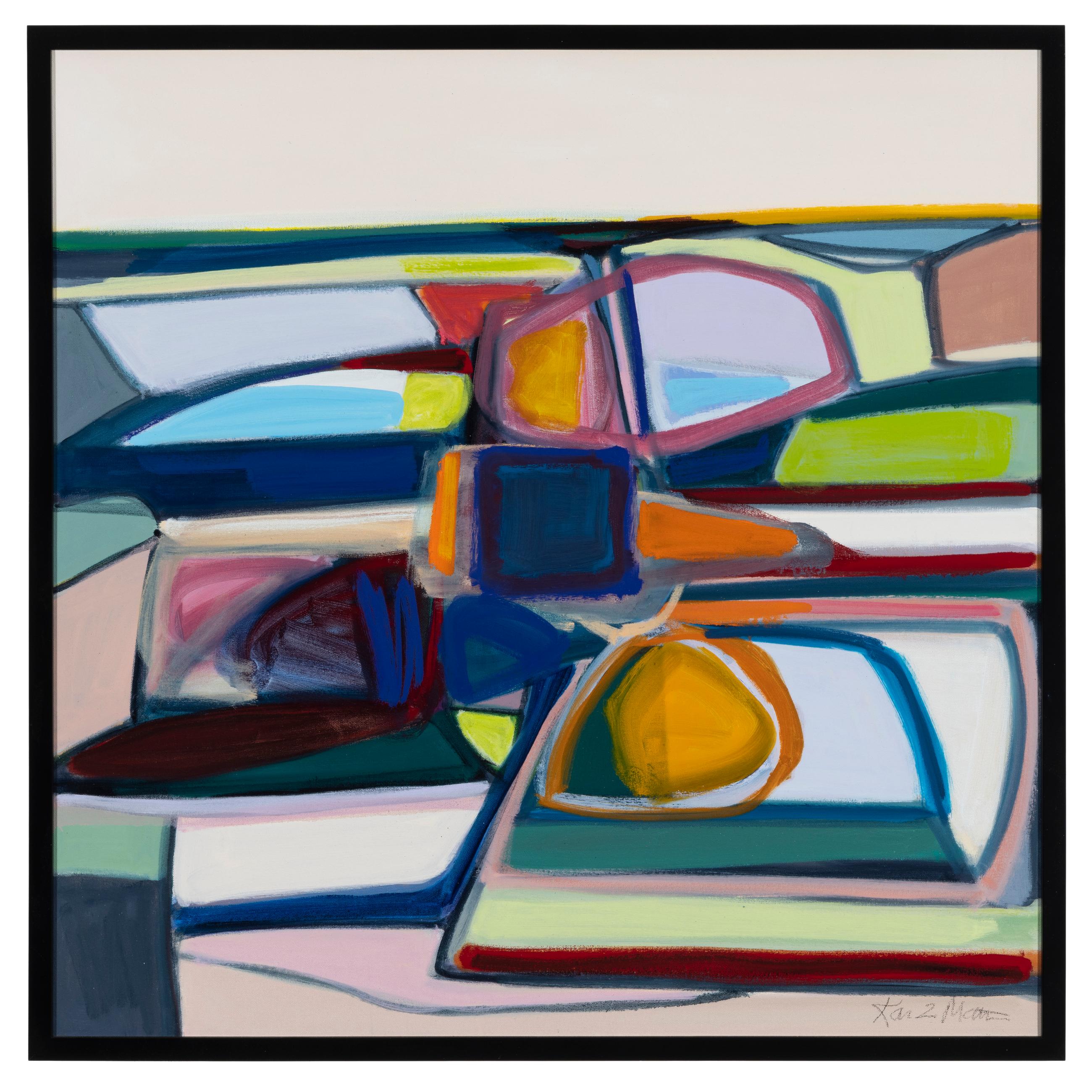 Karen Matheis - "Abstract Fields with Forrest"- Landscape, mid century ...