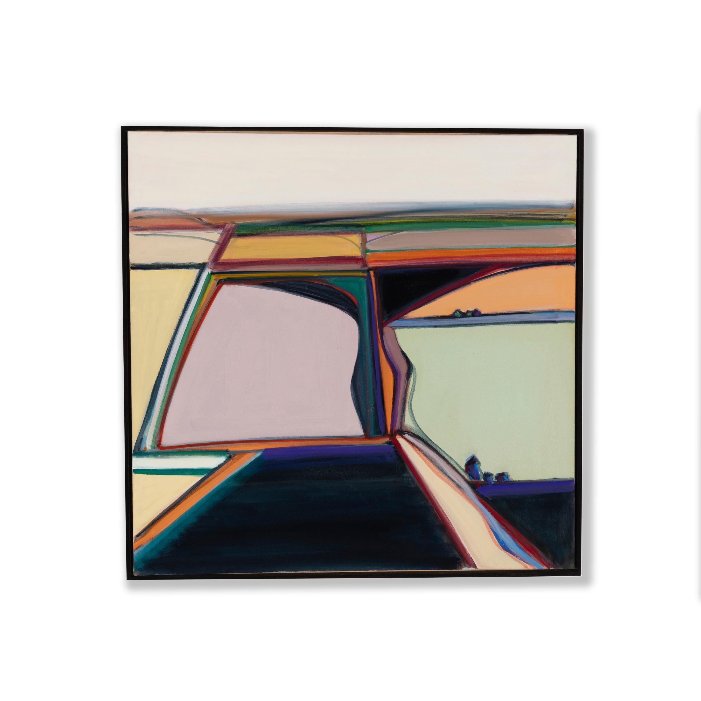 Karen Matheis - "Fields with Red Tree"- Landscape, prairie, mid century ...