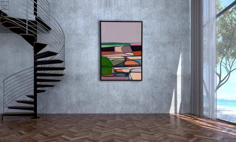 Karen Matheis - "Fields With Lavender Sky"- Landscape, mid century ...