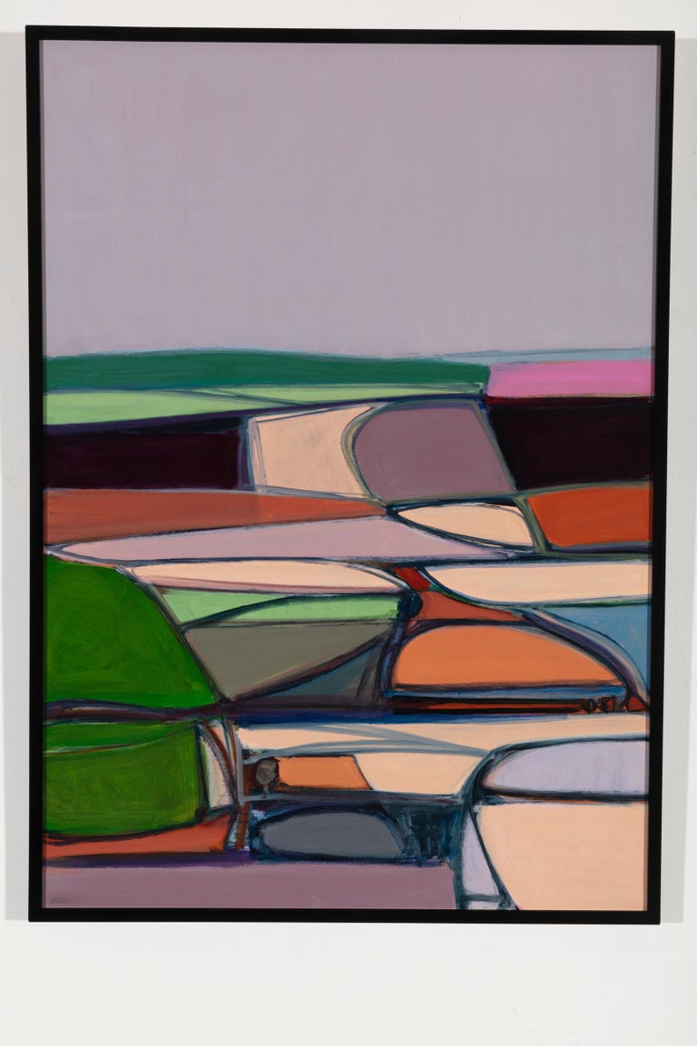 Karen Matheis - "Fields With Lavender Sky"- Landscape, mid century ...