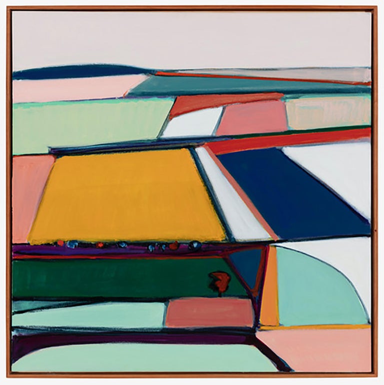 Karen Matheis - "Fields with Red Tree"- Landscape, prairie, mid century ...