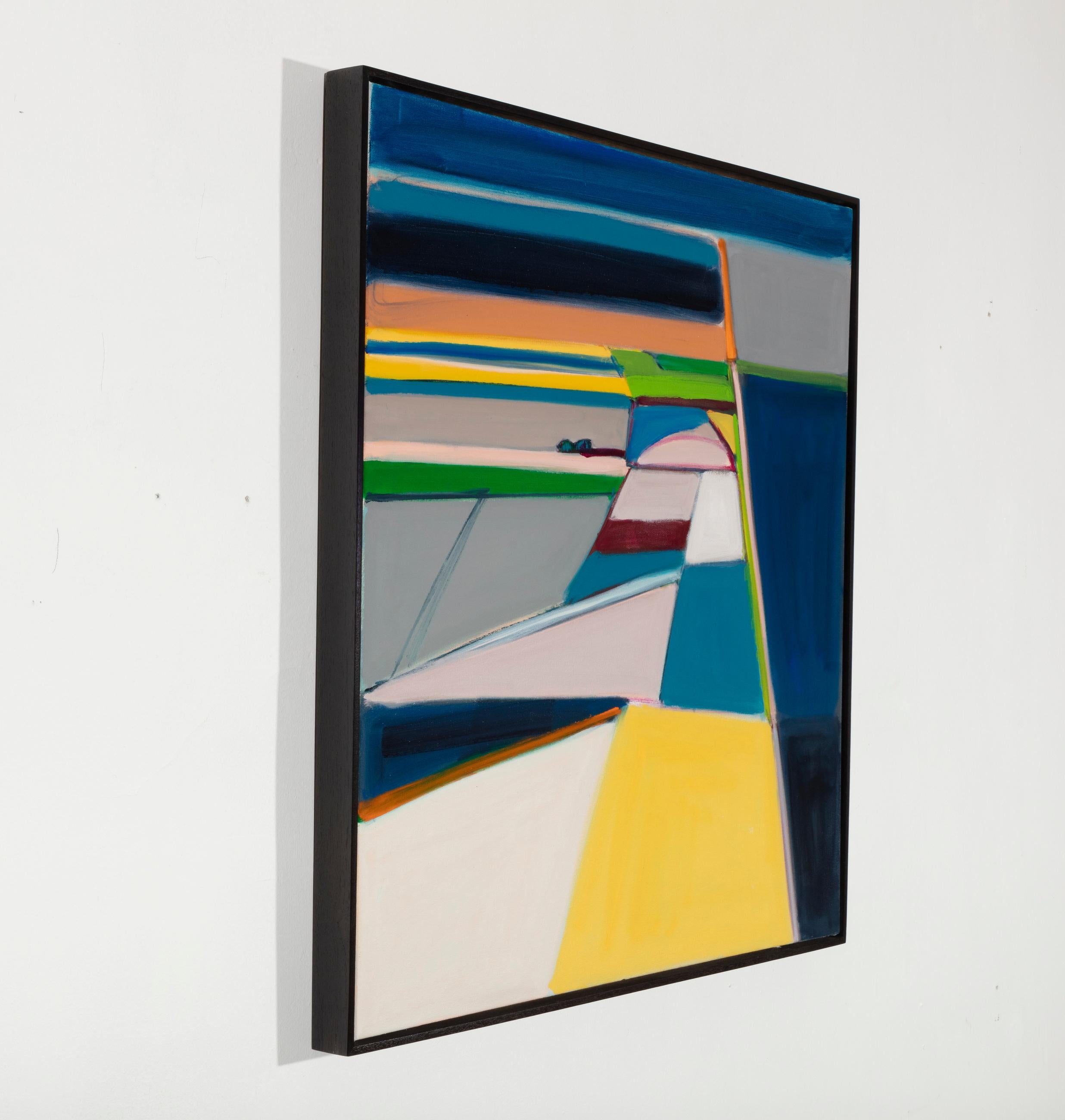 Karen Matheis - "Fields With Yellow Square"- Landscape, mid century ...