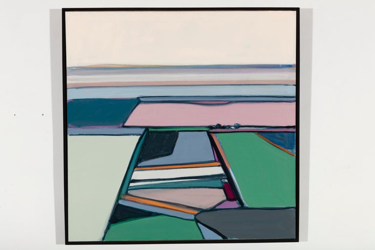 Karen Matheis - "Piecework Fields"- Landscape, mid century, green, blue ...