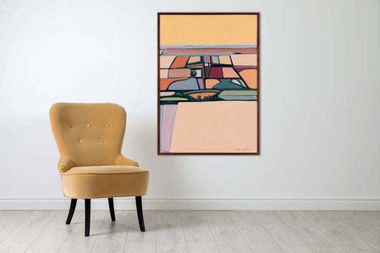 Karen Matheis - "View from Miller Hall"- mid century, yellow, blue ...