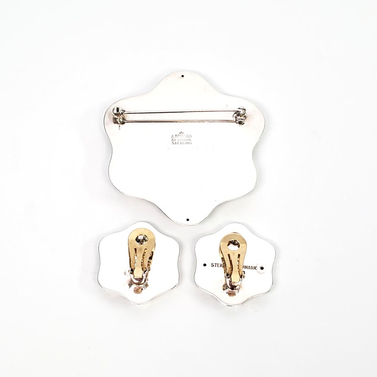 Karen Strand A. Dragsted Denmark Sterling Flower Pin and Clip-On ...