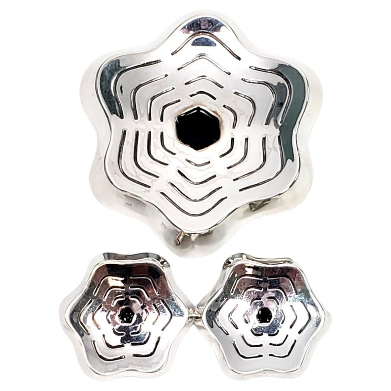 Karen Strand A. Dragsted Denmark Sterling Flower Pin and Clip-On ...