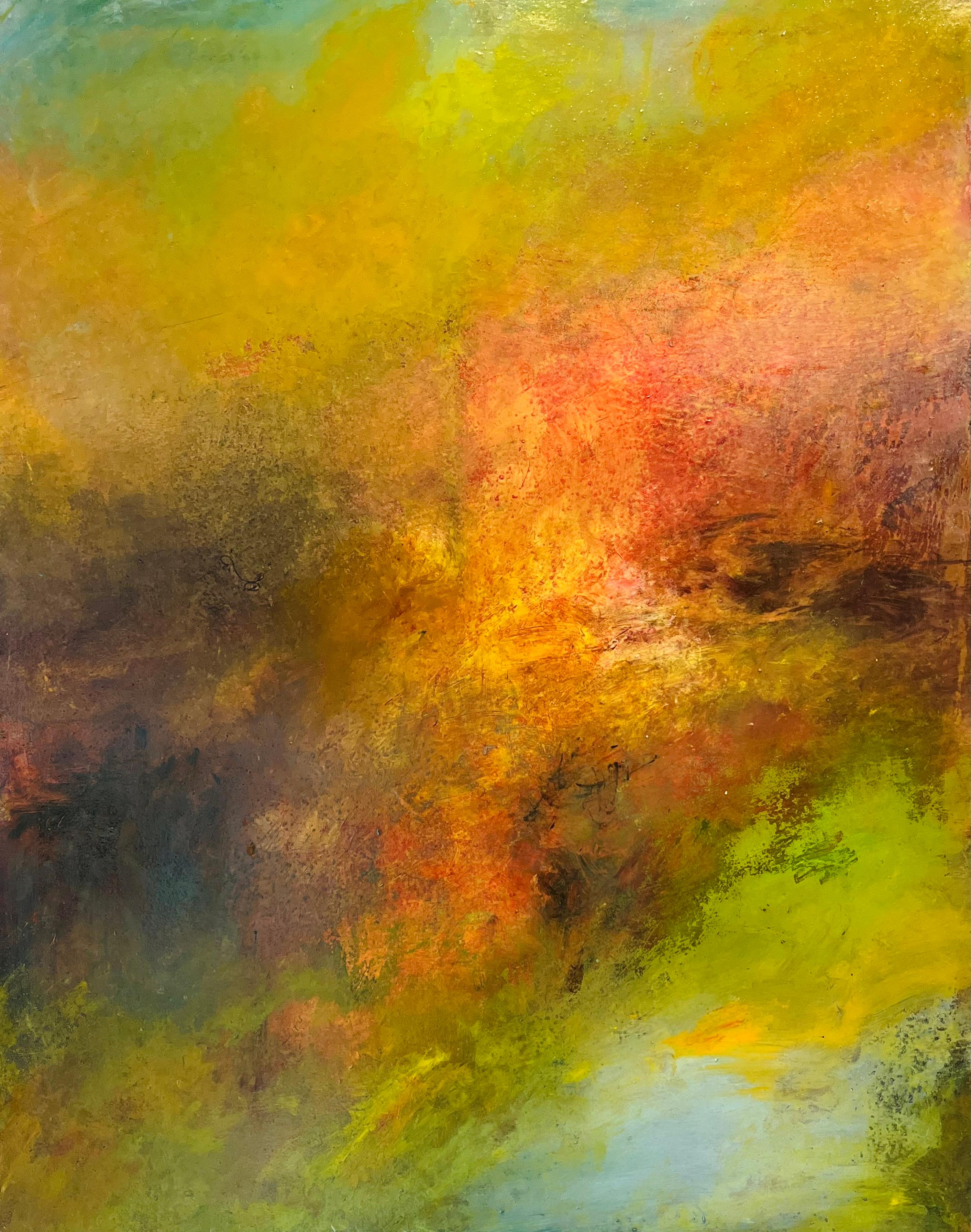 Karen Warren - Faithful Glow I - abstract expressionist Lanscape copper ...