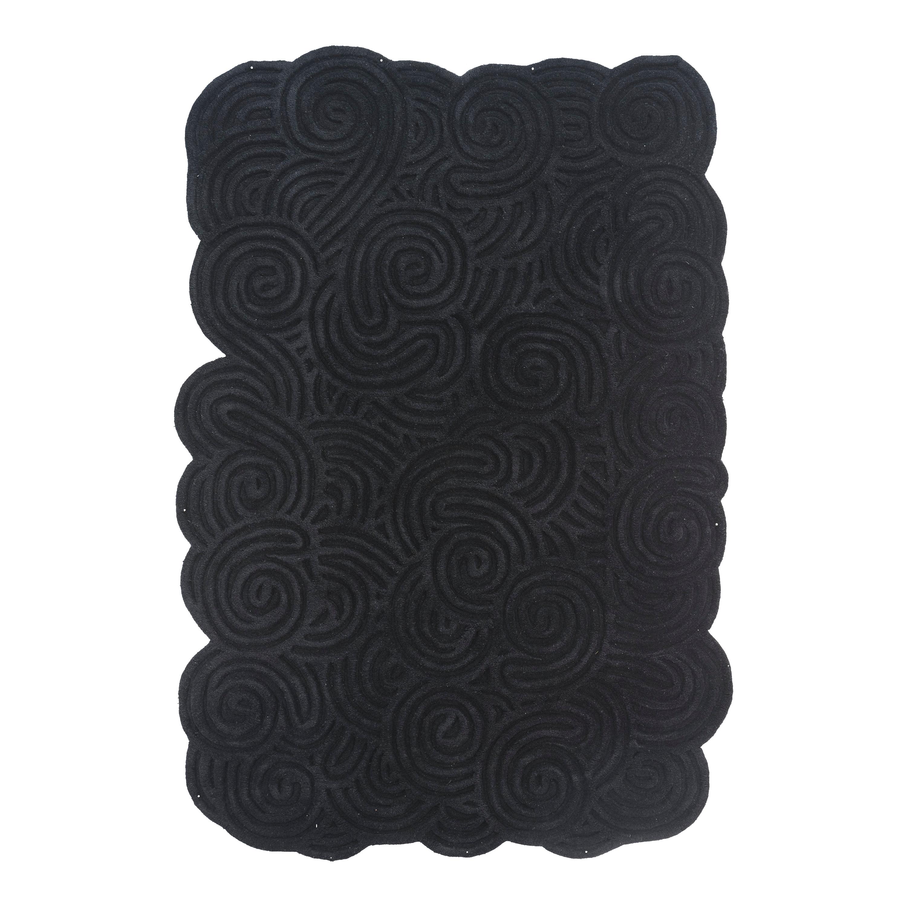 Karesansui Black Rectangular Small Rug by Matteo Cibic For Sale at 1stDibs