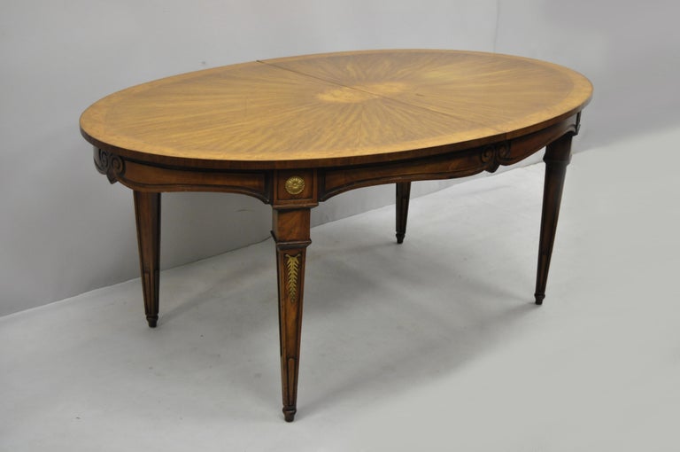 Karges French Regency Style Oval Sunburst Inlaid Dining Table with Two ...
