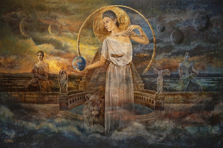 Karim Abd Elmalak - "Lady Justice" Mixed media Painting 67" x 106" inch ...