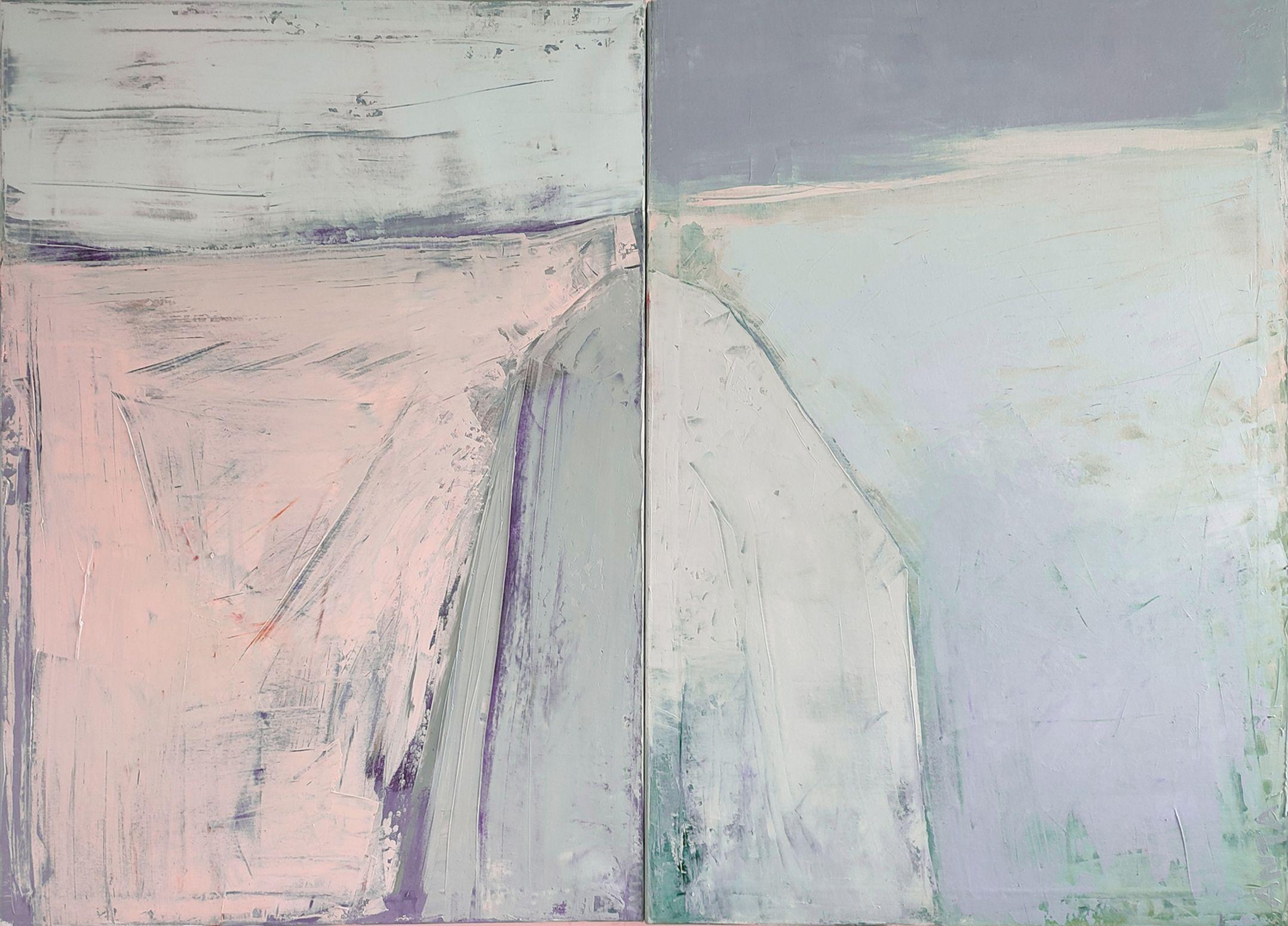 Karina Antonczak - oil painting, diptych "Landscape 2", Painting, Oil ...