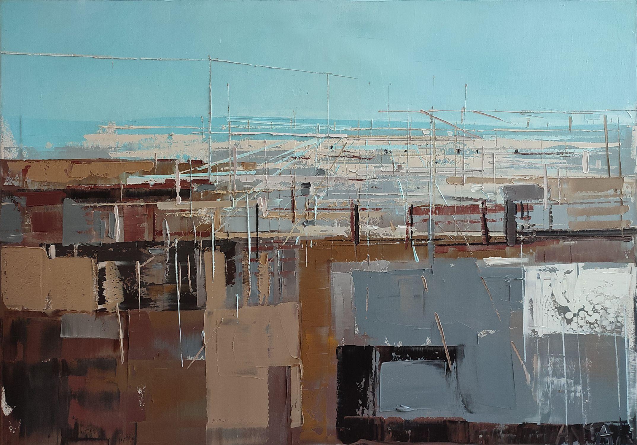 Karina Antonczak - pintura al óleo, estirada, "Ciudad abstracta 3 ...