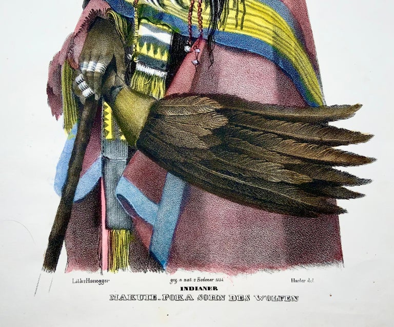 Karl Bodmer, Piegan Blackfoot, Makui-Poka, folio hand coloured For Sale ...