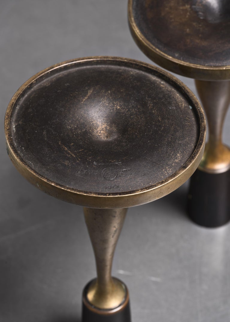 Karl Hagenauer pair of brass candlesticks, Austria For Sale at 1stDibs