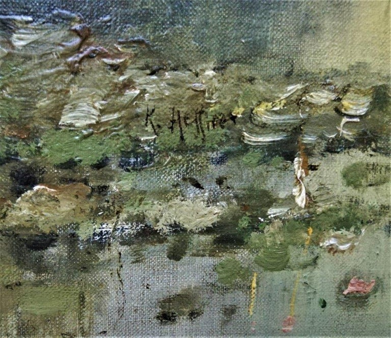 Karl Heffner - " A Twilight River Landscape", original oil circa 1895 ...